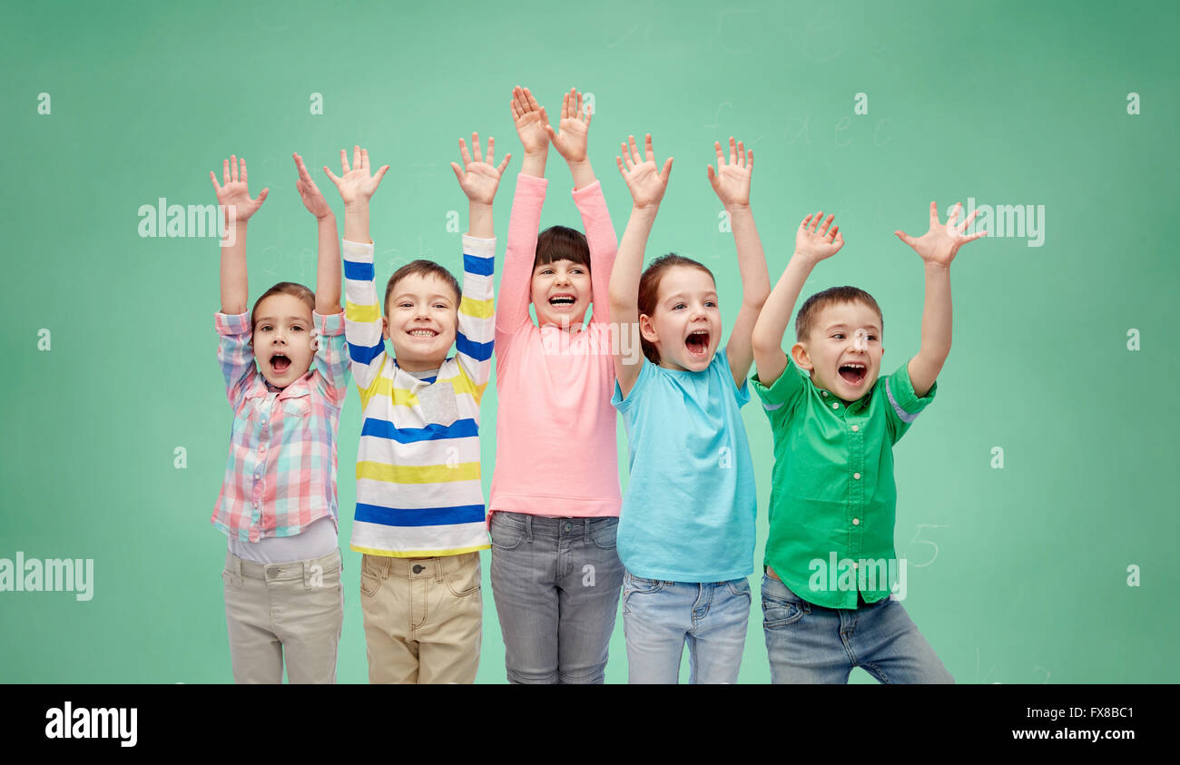 happy friends celebrating victory Stock Photo - Alamy