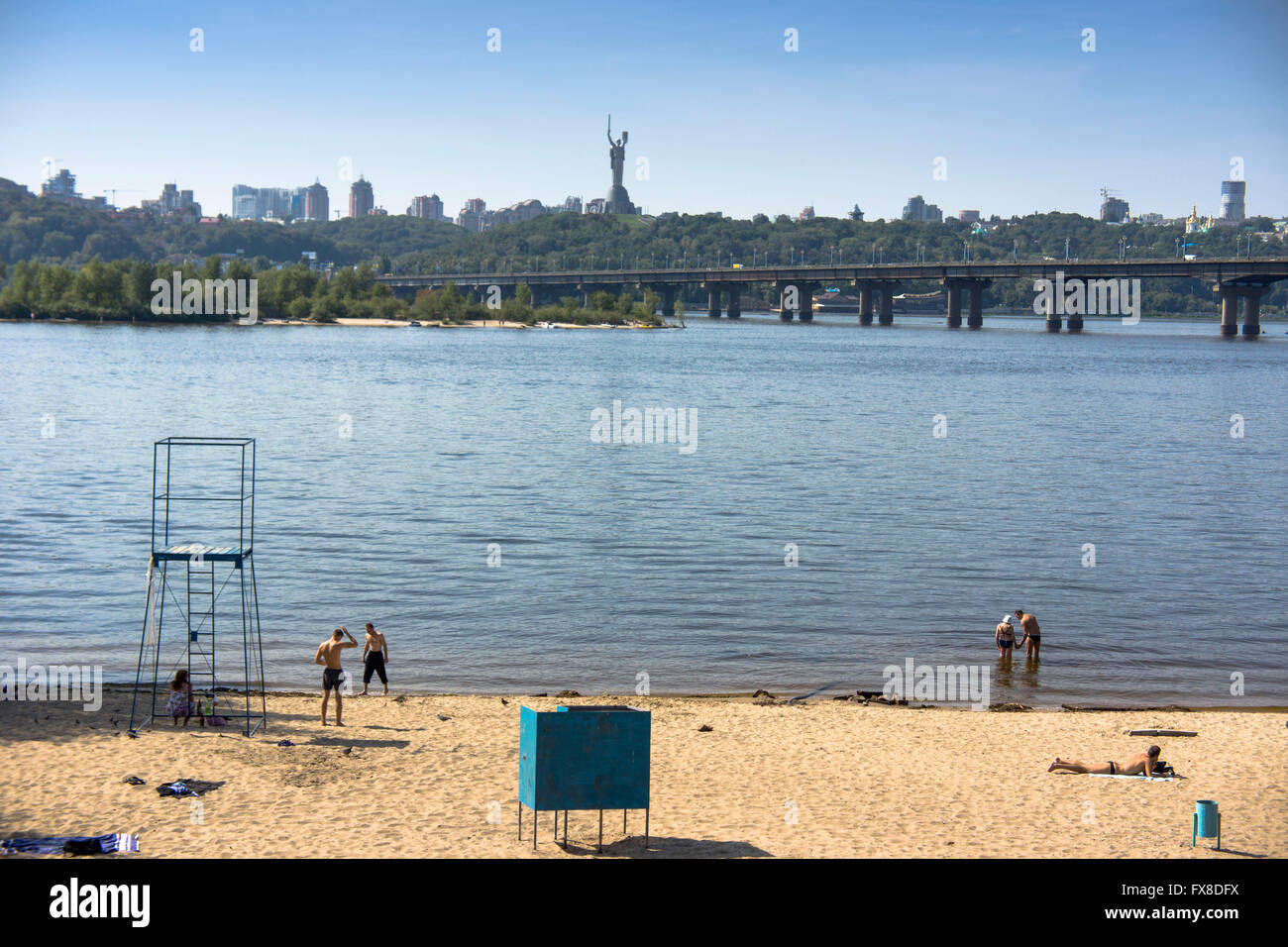 Locals relax on a beach in Kiev Stock Photo - Alamy