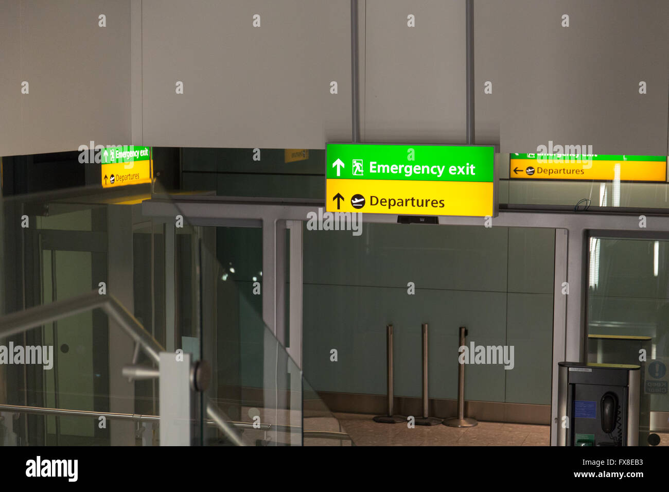Exit sign at London Heathrow airport Stock Photo - Alamy
