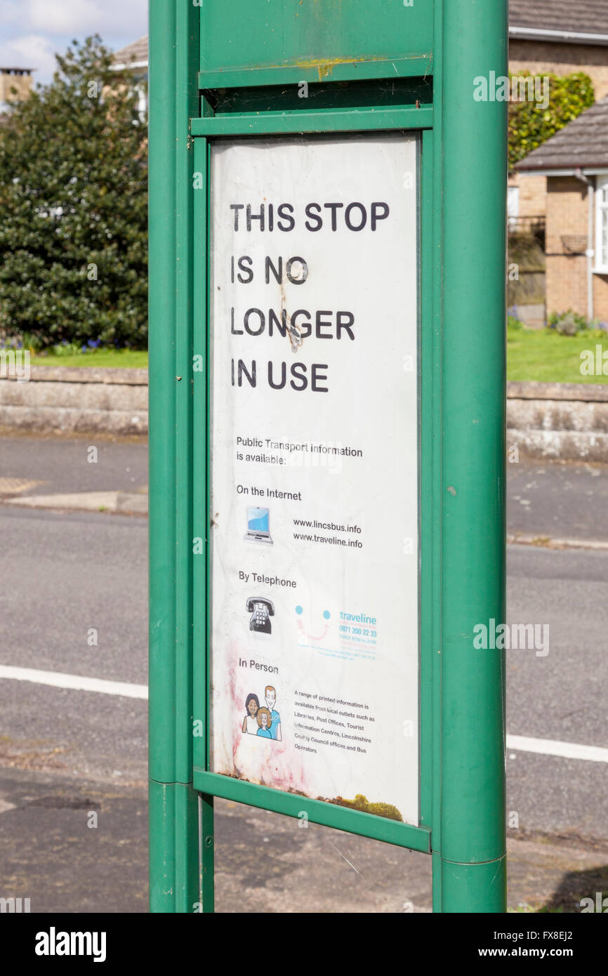Bus stop no longer in use sign, Sleaford, Lincolnshire, England, UK ...