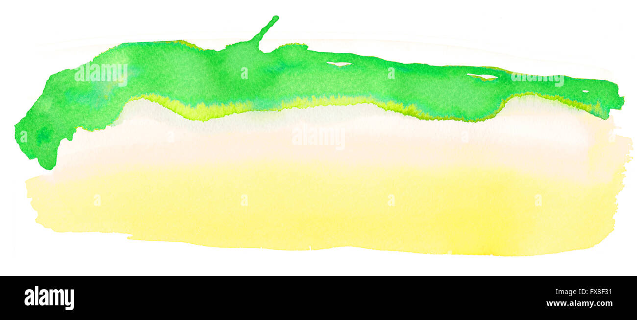 Texture watercolor smear in yellow-green tones isolated on white ...