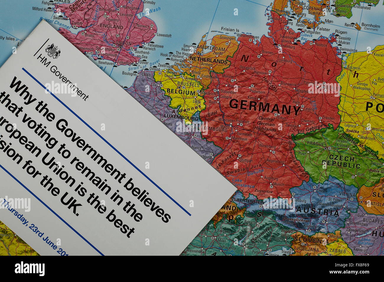 The UK Pro-EU leaflet on a map showing the countries of northern Europe ...