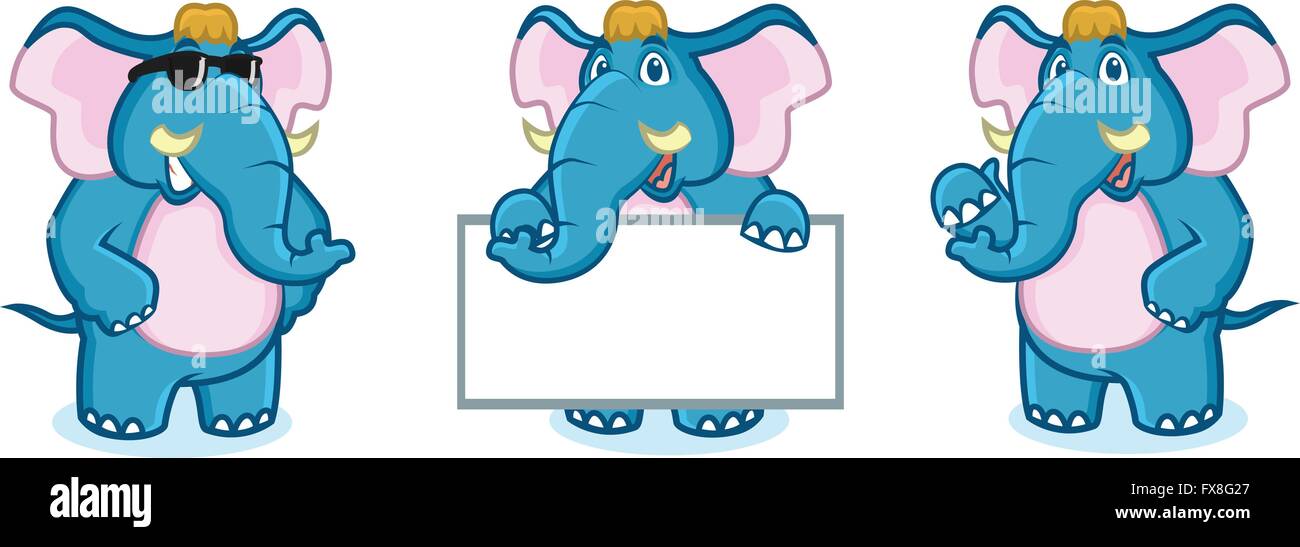 Blue Elephant Mascot Stock Vector Image & Art - Alamy