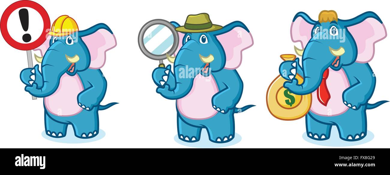 Blue Elephant Mascot with sign Stock Vector Image & Art - Alamy