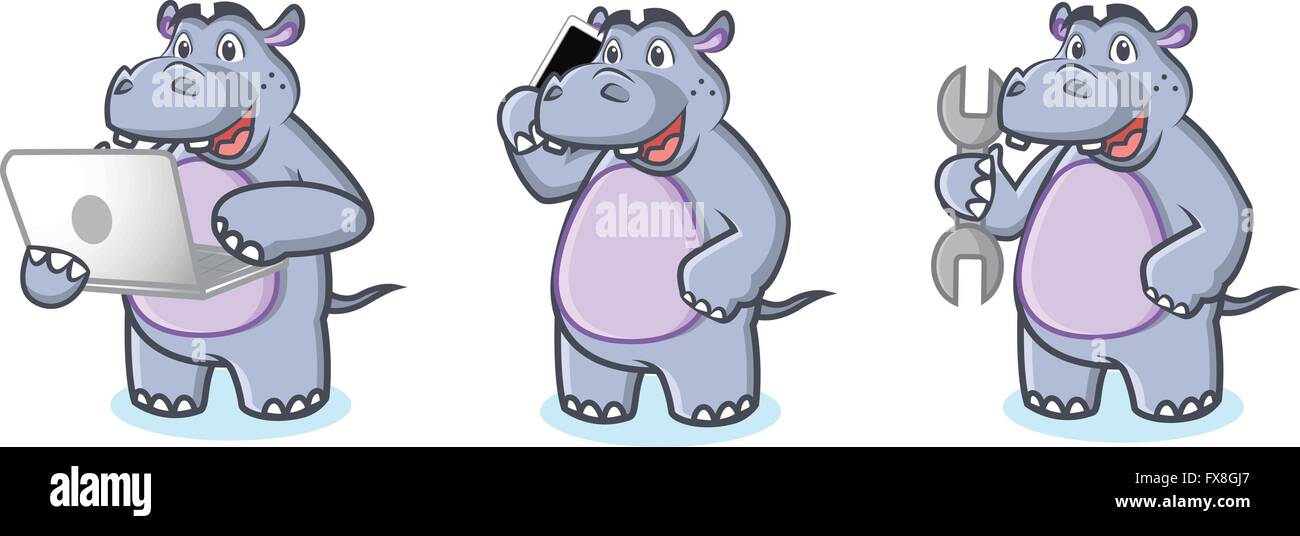 Hippo Mascot Vector with laptop Stock Vector Image & Art - Alamy
