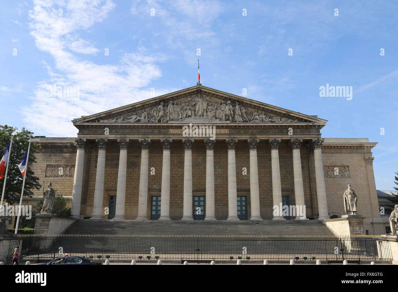France. Paris. Facade of National Assembly (Bourbon palace), 1806-08 by ...