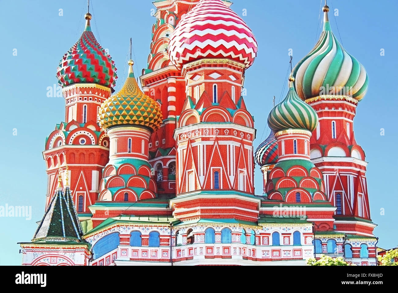 Domes of the famous Head of St. Basil's Cathedral on Red square, Moscow ...