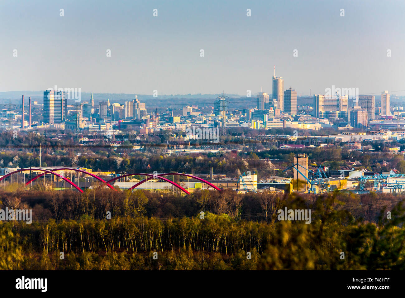 Skyline of the city of Essen, Germany, business district, city center ...