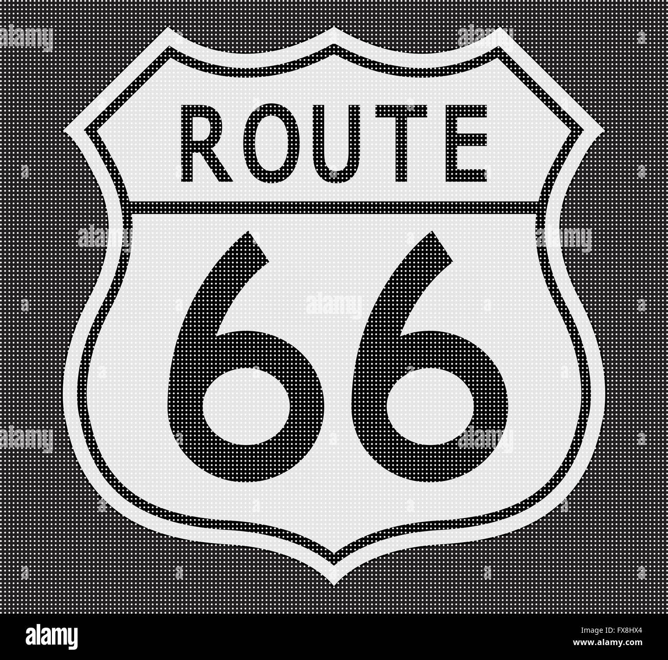 A route 66 sign with white dots on a black background Stock Photo - Alamy