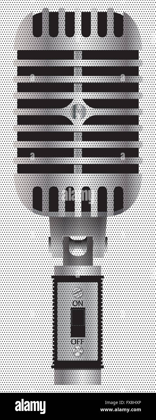 A realistic microphone design with black dots on a white background ...