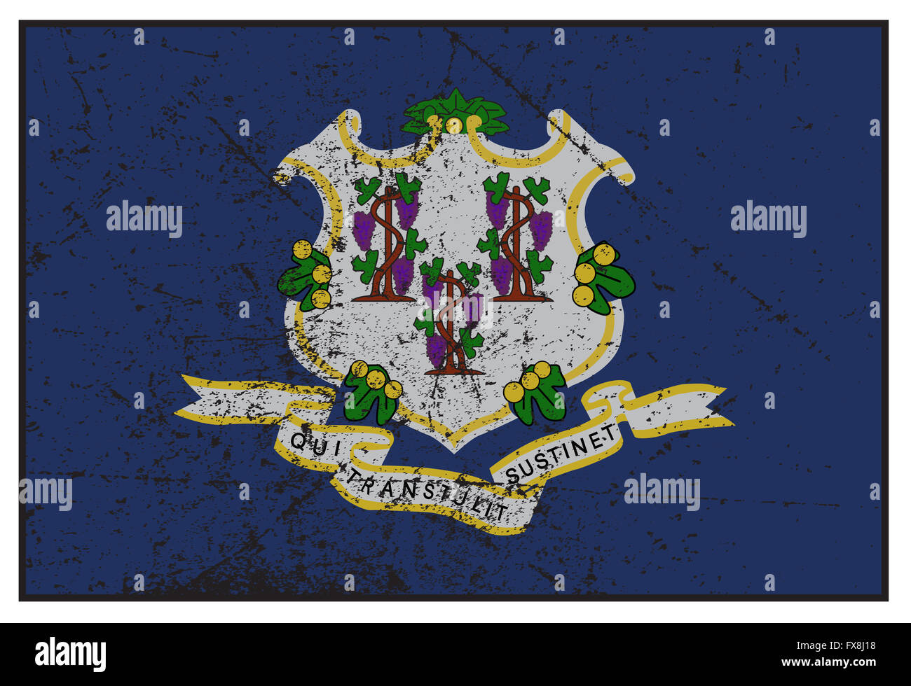 A grunged Connecticut state flag isolated on a white background Stock ...
