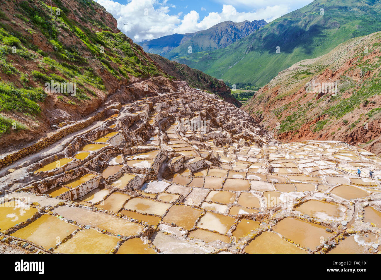 Inca Salt Pools At Maras In The Sacred Valley Of The Incas Peru Stock