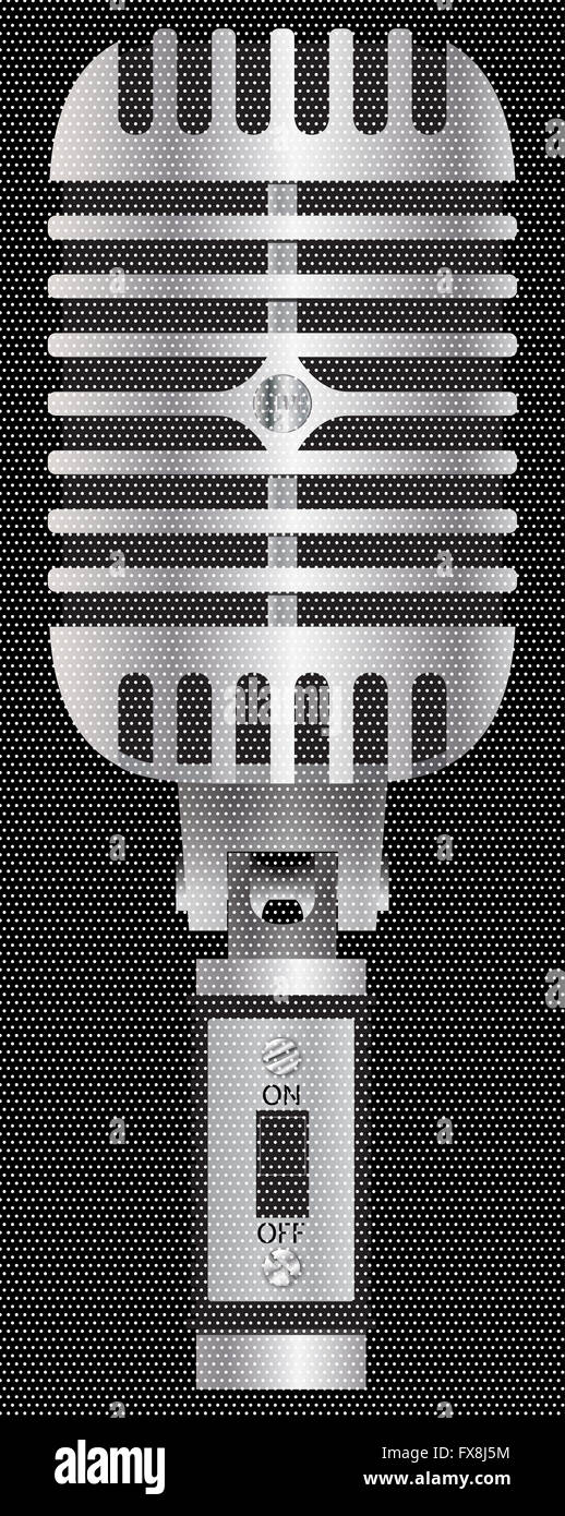 A realistic microphone design with white dots on a black background ...