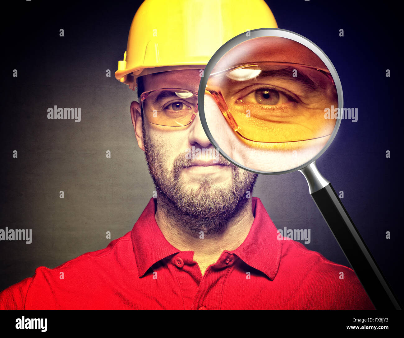 portrait of construction worker with protection Stock Photo - Alamy