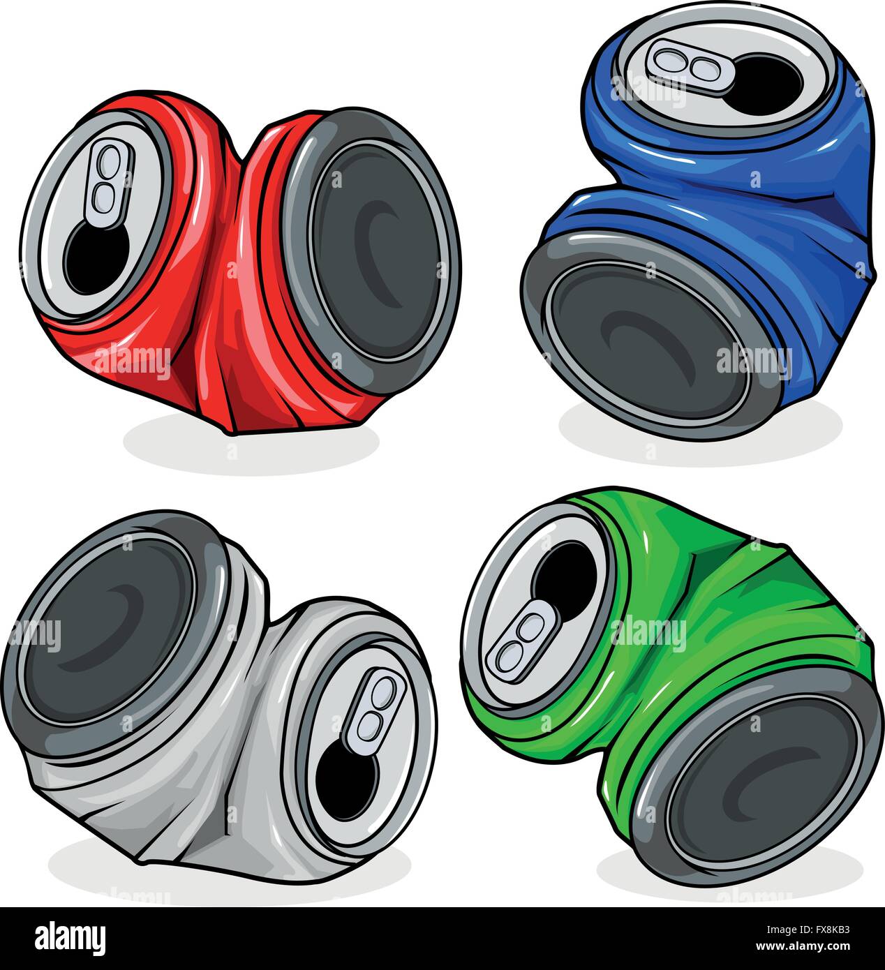 Crushed tin cans of soda drinks. Crumpled or crushed aluminum can ...