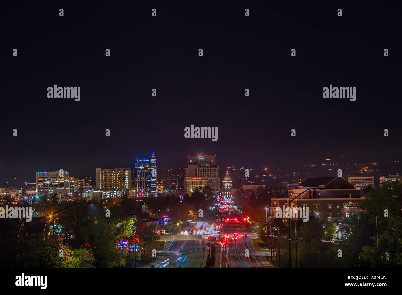 Boise Idaho at Night Stock Photo - Alamy