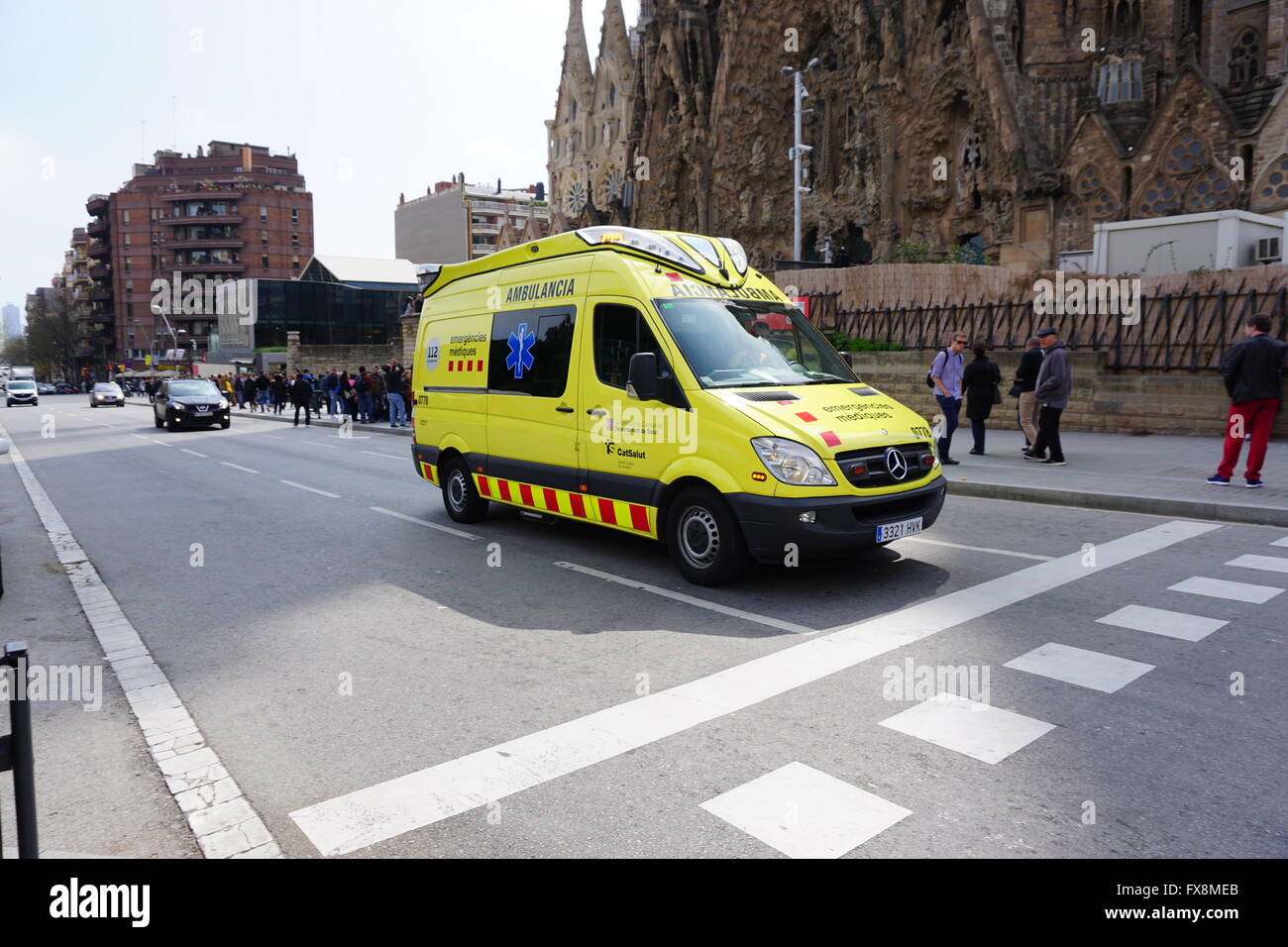 Ambulance on the streets of Barcelona, Spain Stock Photo - Alamy
