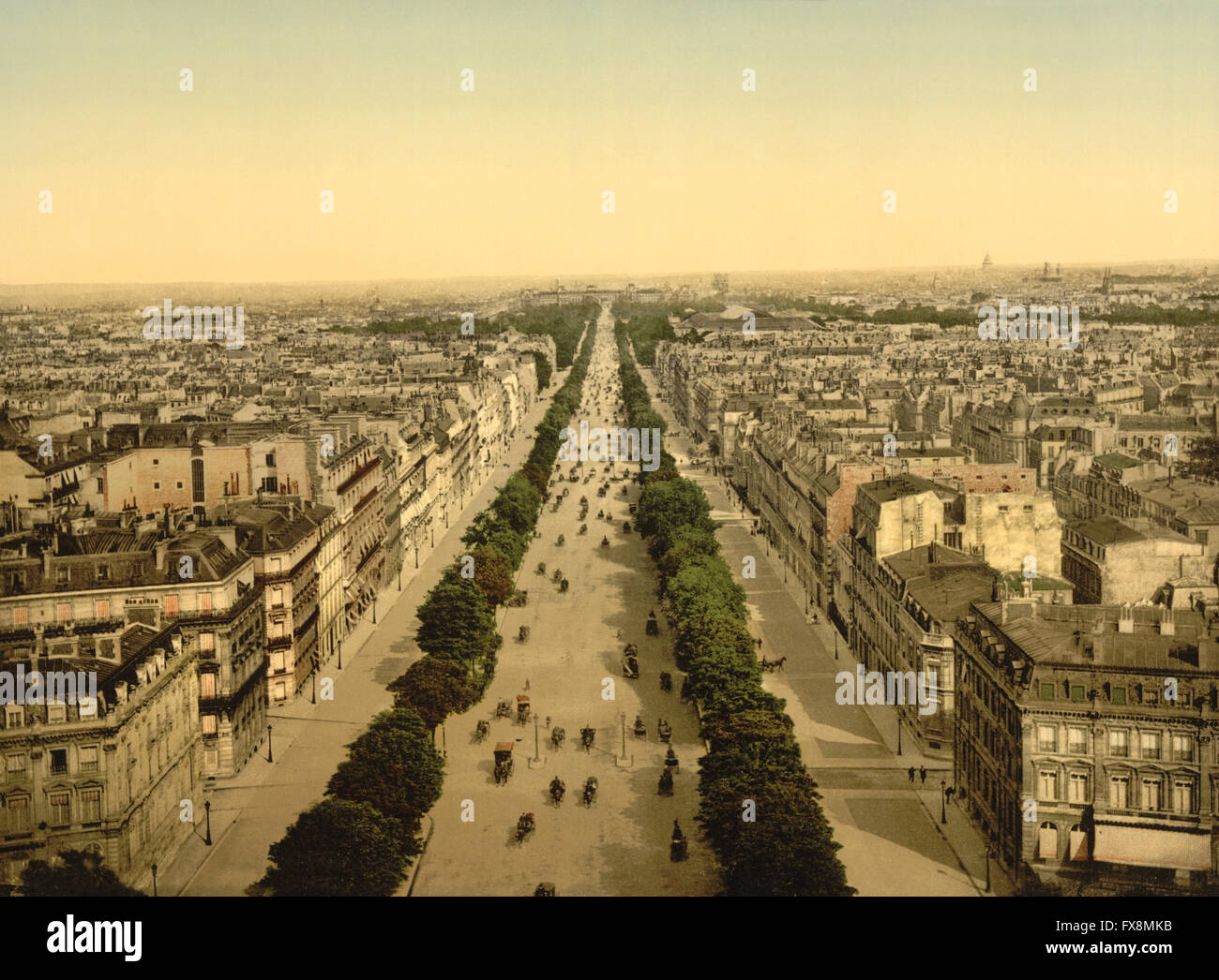 Champs Elysees, Paris, France, Photochrome Print, circa 1900 Stock ...