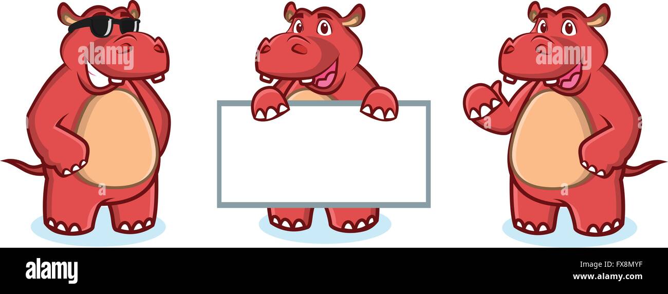 Red Hippo Mascot happy Stock Vector Image & Art - Alamy