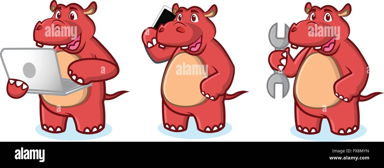Red Hippo with laptop Stock Vector Image & Art - Alamy
