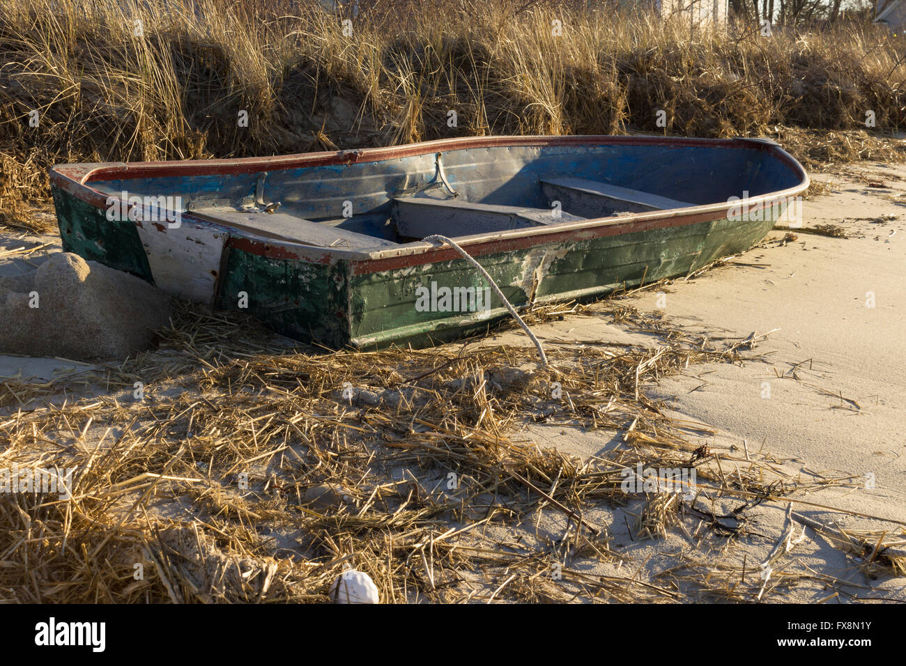 Abandoned damaged green boat hi-res stock photography and images - Alamy
