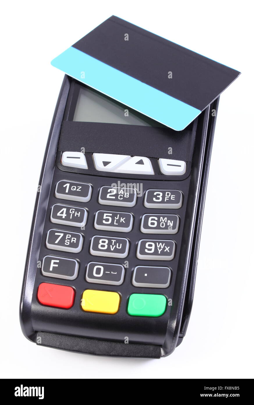 Payment terminal, credit card reader with contactless credit card on ...