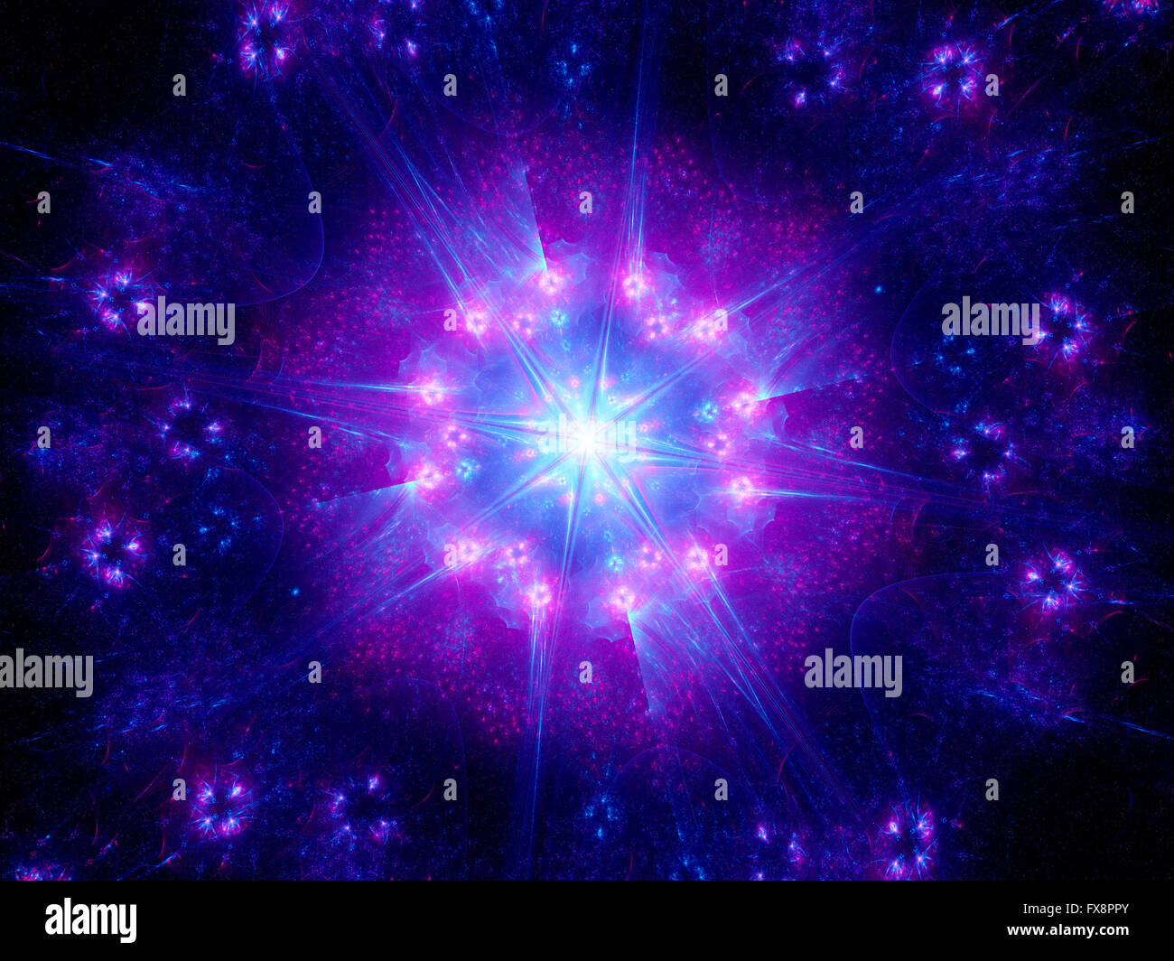 Glowing space object fractal, computer generated abstract background ...