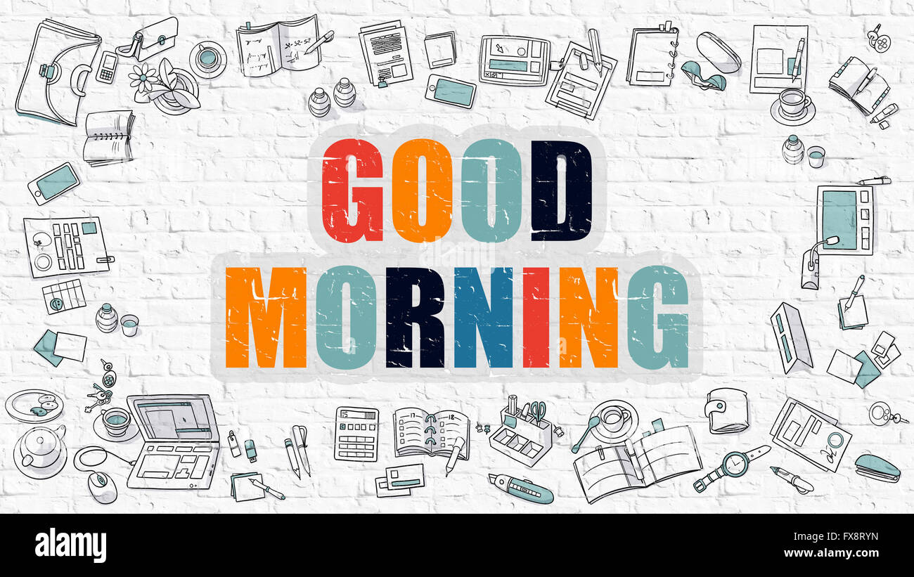 Good Morning Concept with Doodle Design Icons Stock Photo - Alamy