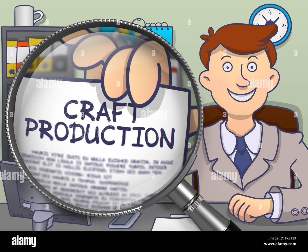 Craft Production through Magnifier. Doodle Design Stock Photo - Alamy