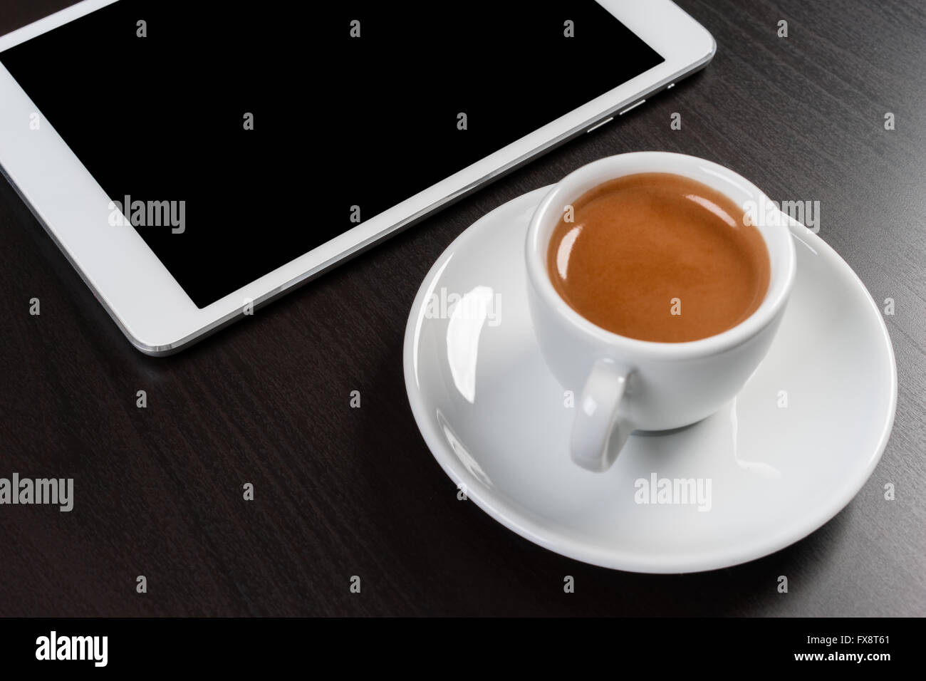 Office table tablet coffee hi-res stock photography and images - Alamy