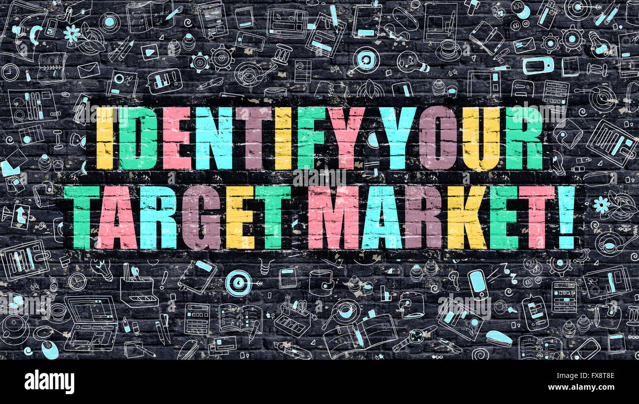 Multicolor Identify Your Target Market on Dark Brickwall Stock Photo ...