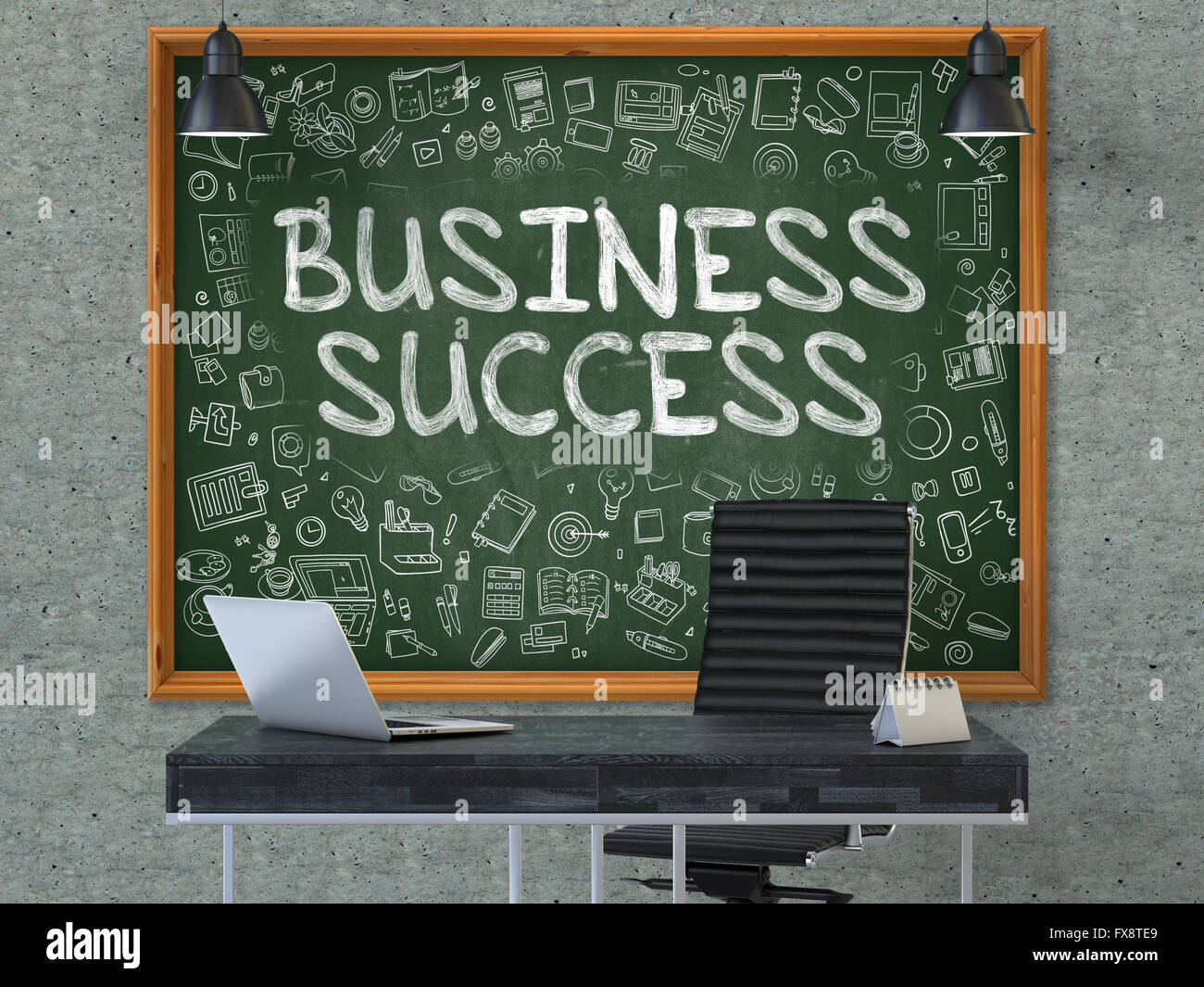 Business Success Concept. Doodle Icons on Chalkboard Stock Photo - Alamy