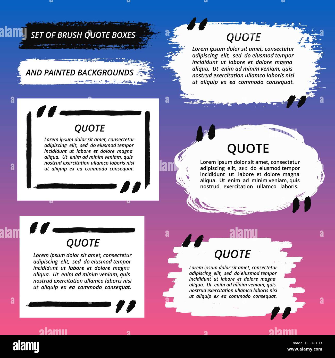 Vector Quote Boxes and Brush Strokes Set Stock Vector Image & Art - Alamy