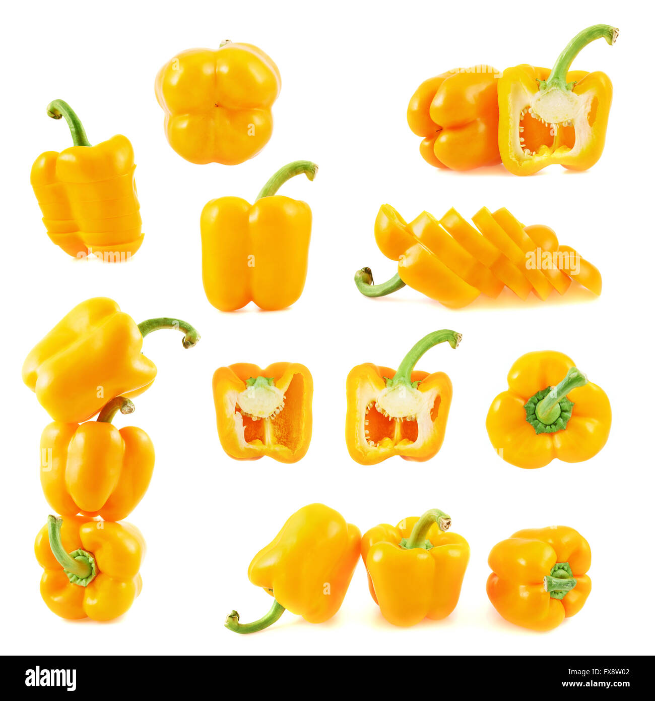 Set of multiple bell pepper compositions Stock Photo - Alamy