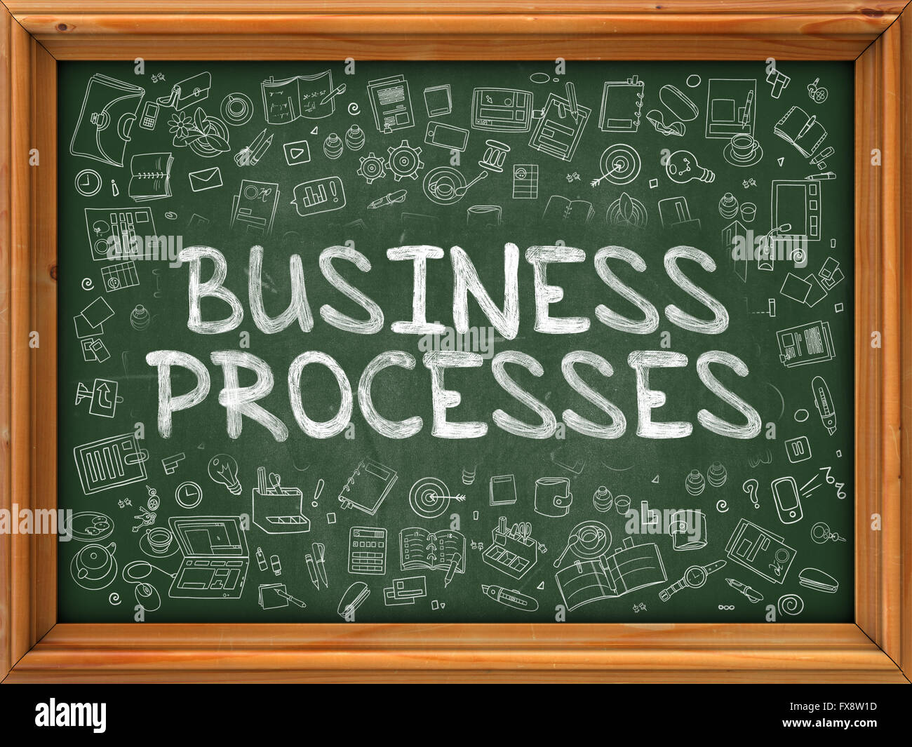Hand Drawn Business Processes on Green Chalkboard Stock Photo - Alamy