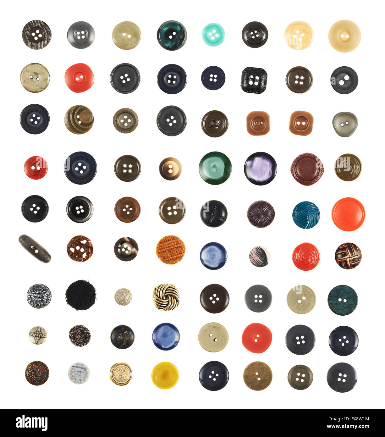 Multiple sew-through buttons isolated Stock Photo - Alamy