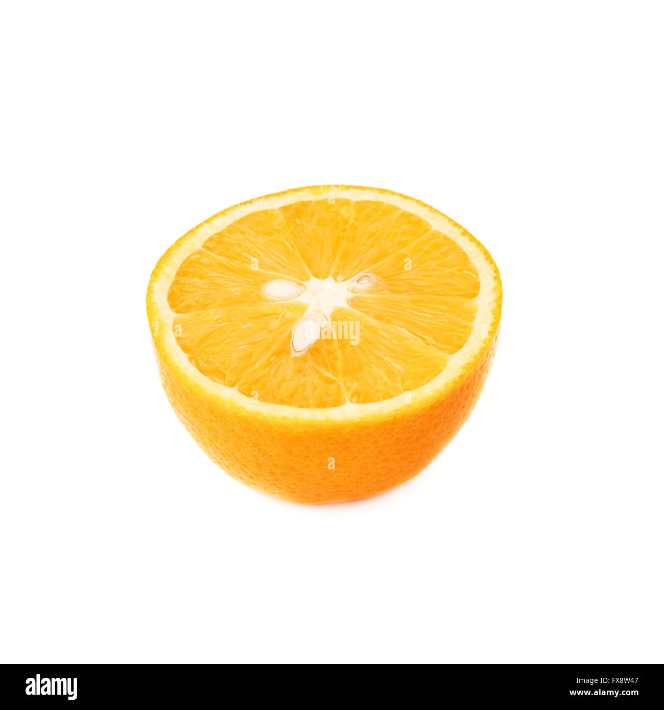 Ripe orange cut in half isolated over the white background Stock Photo ...