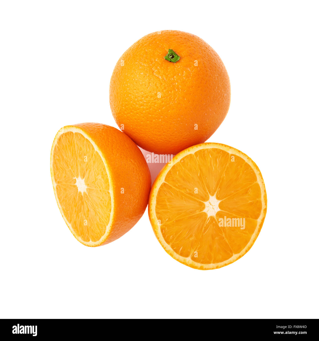 Served orange fruit composition isolated over the white background ...