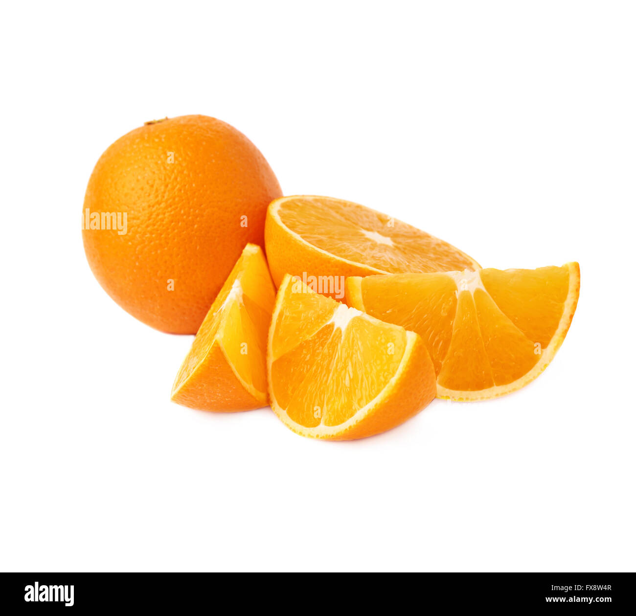 Served orange fruit composition isolated over the white background ...