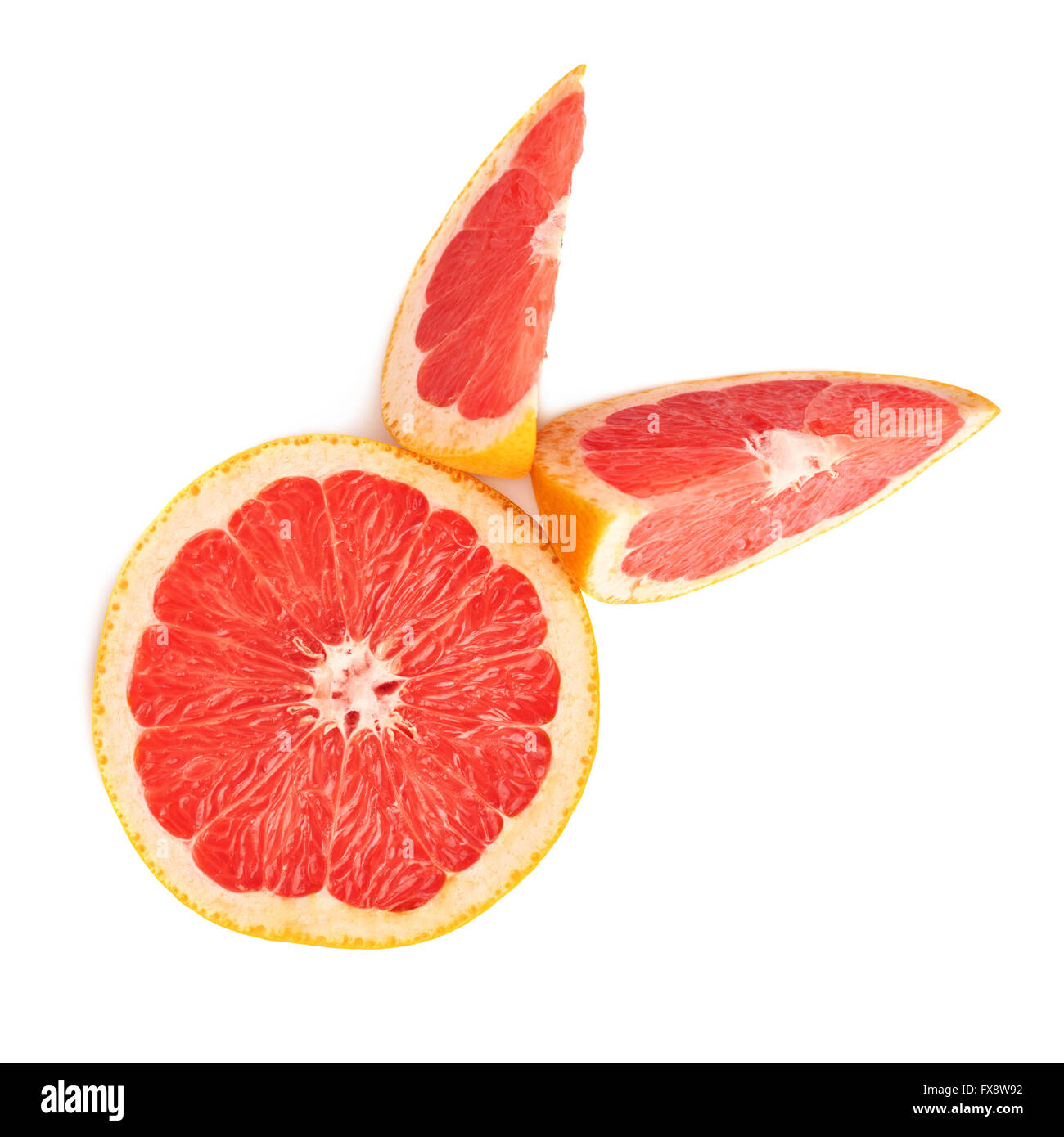 Served grapefruit composition isolated over the white background Stock ...