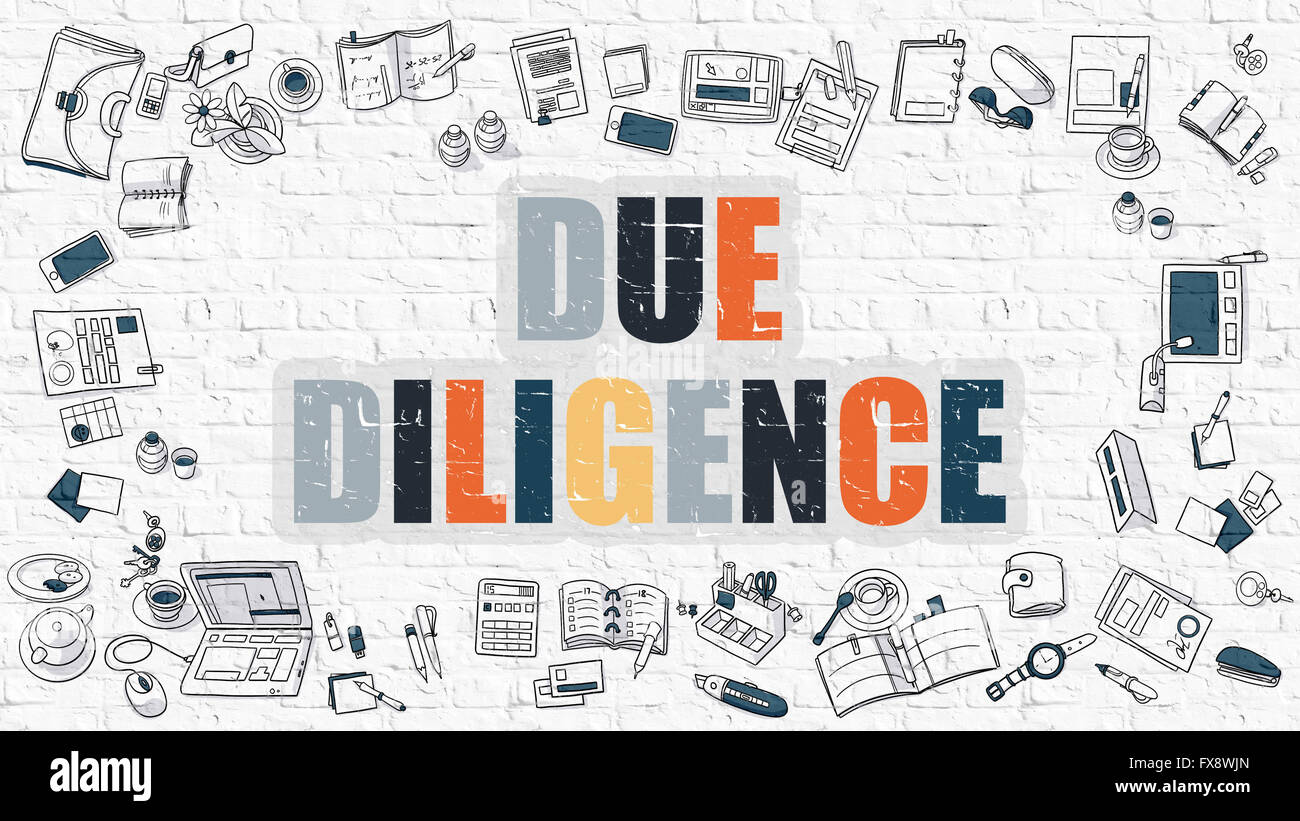 Multicolor Due Diligence on White Brickwall. Doodle Style Stock Photo ...