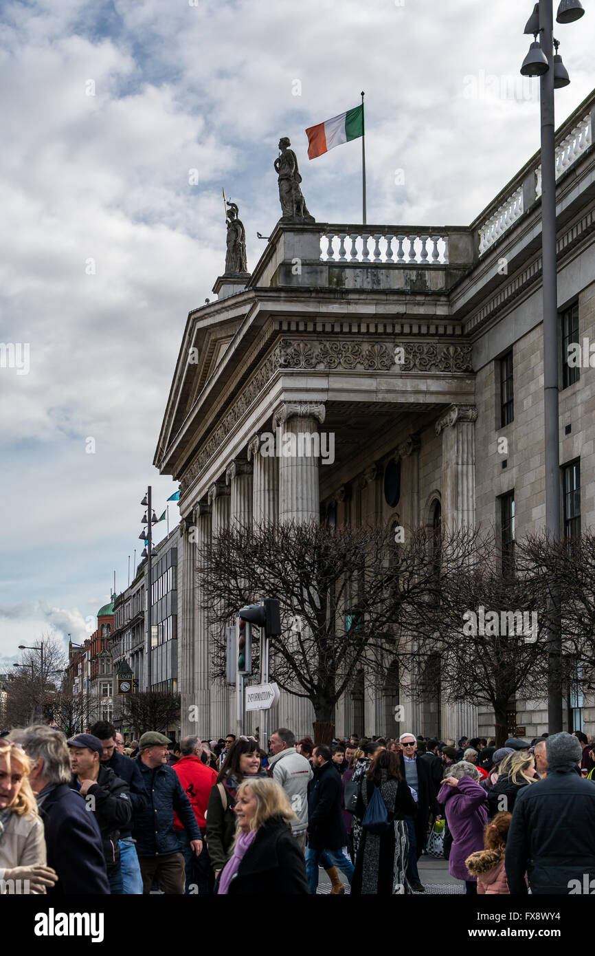 Irish Tricolour flies from the GPO in Dublin during the 1916 Easter ...