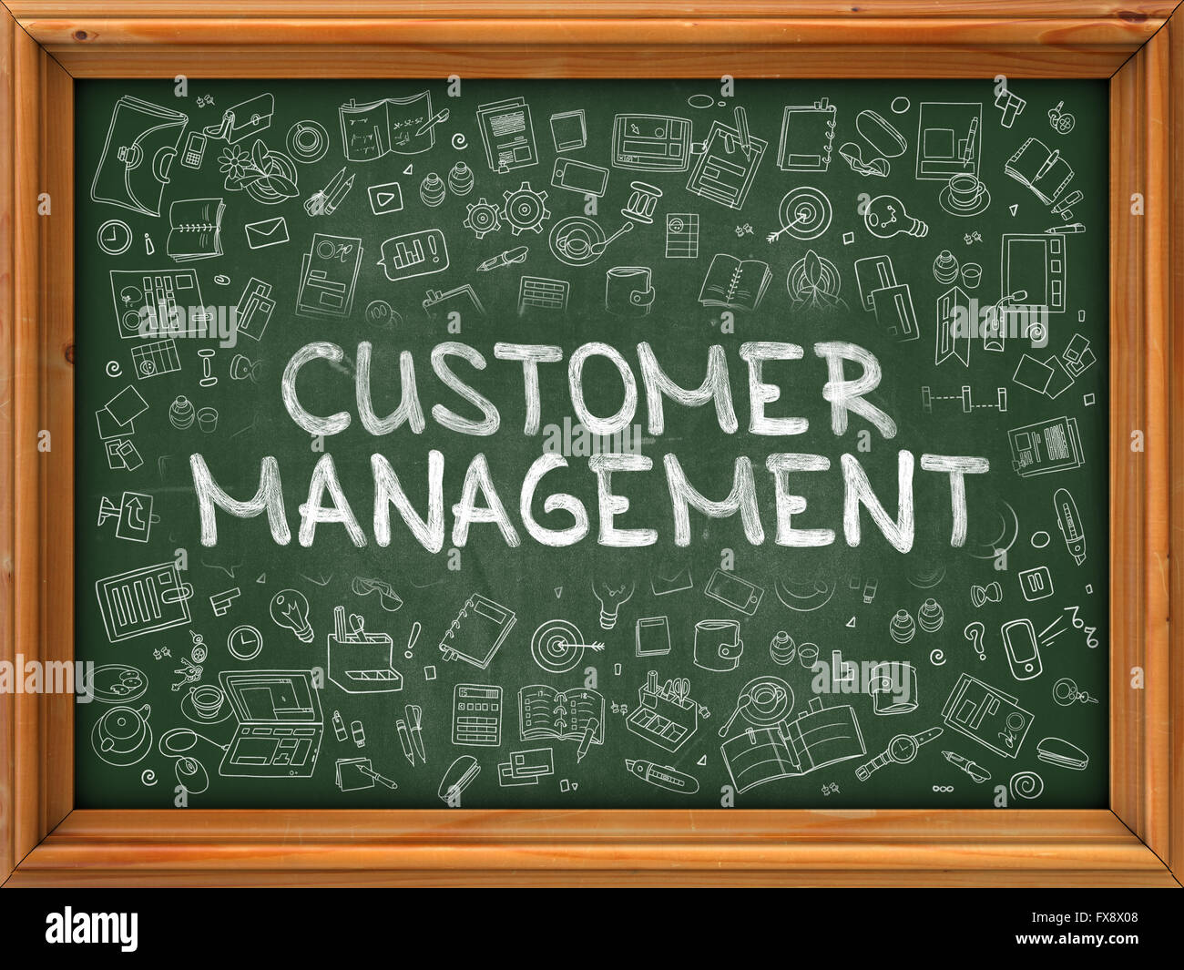 Customer Management - Hand Drawn on Green Chalkboard Stock Photo - Alamy
