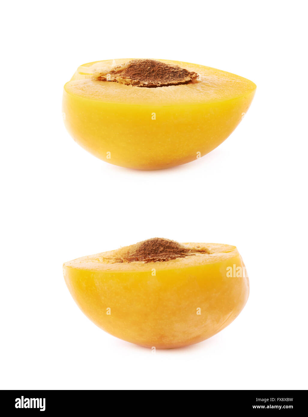 Cut open plum half isolated hi-res stock photography and images - Alamy