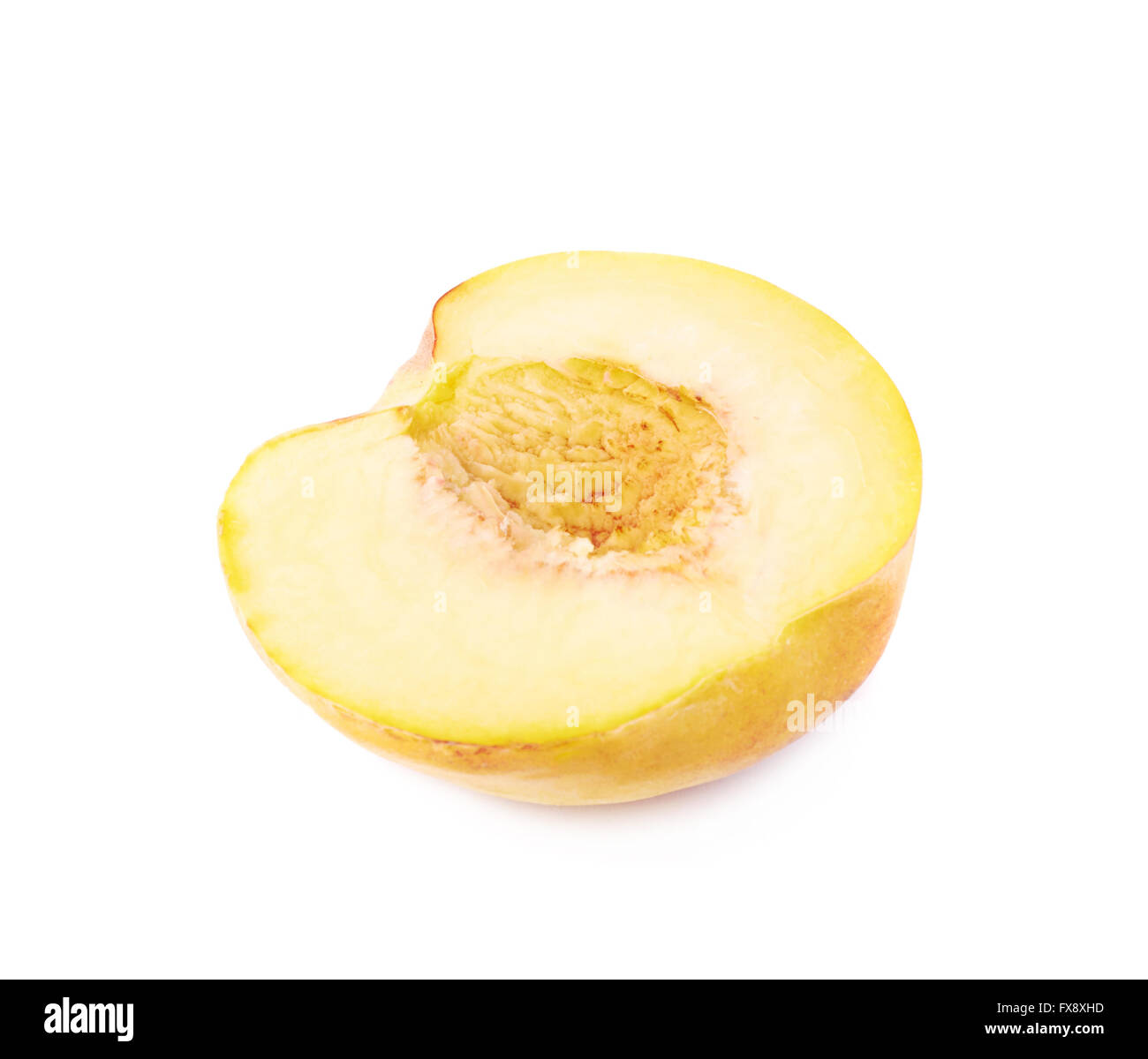 Half of a peach fruit isolated Stock Photo - Alamy