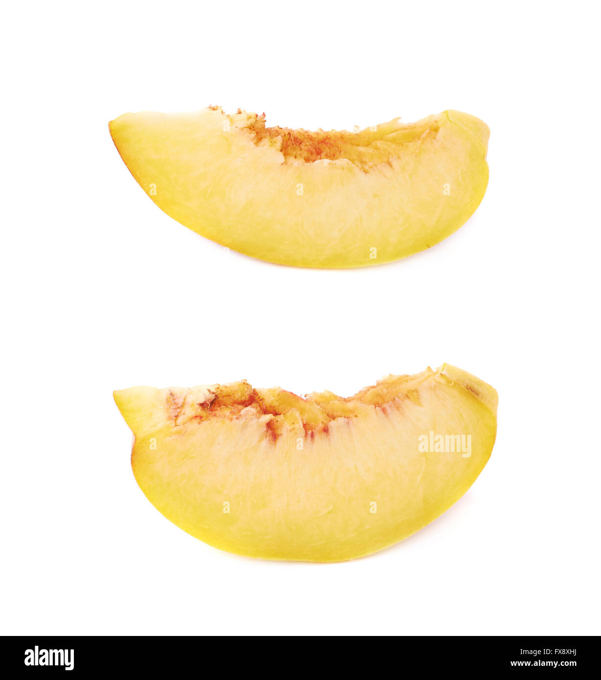 Peach fruit's slice isolated Stock Photo - Alamy