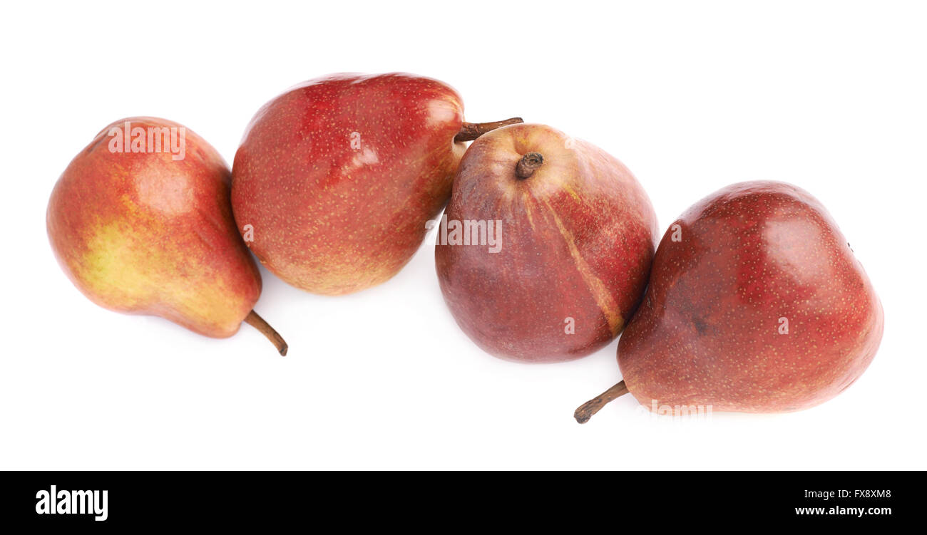 Four red pears composition isolated Stock Photo - Alamy