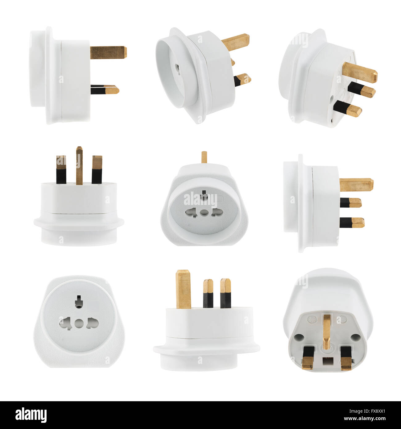 EU to UK converter plug adapter isolated Stock Photo - Alamy