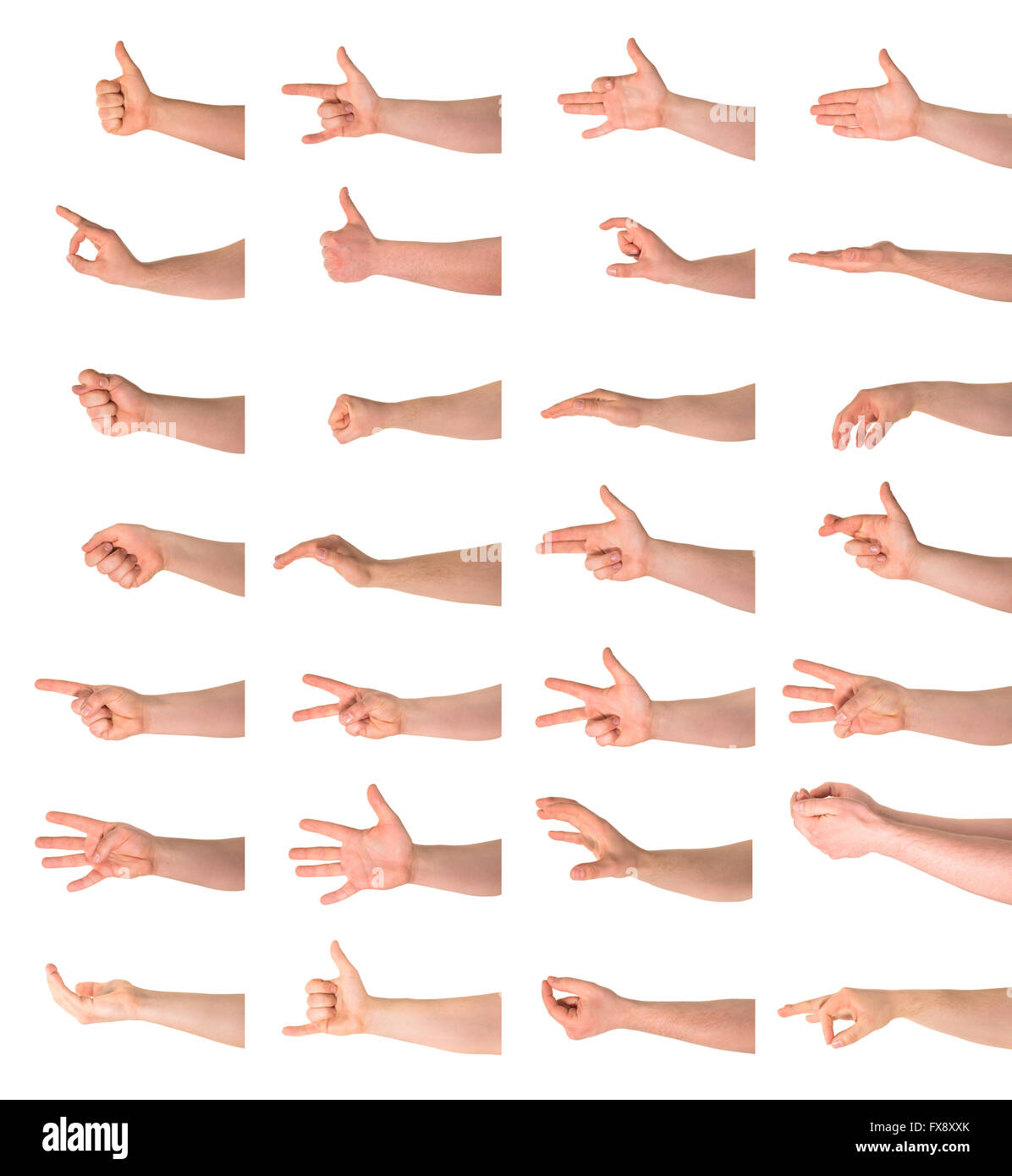 Hand sign and gesture collection isolated Stock Photo - Alamy