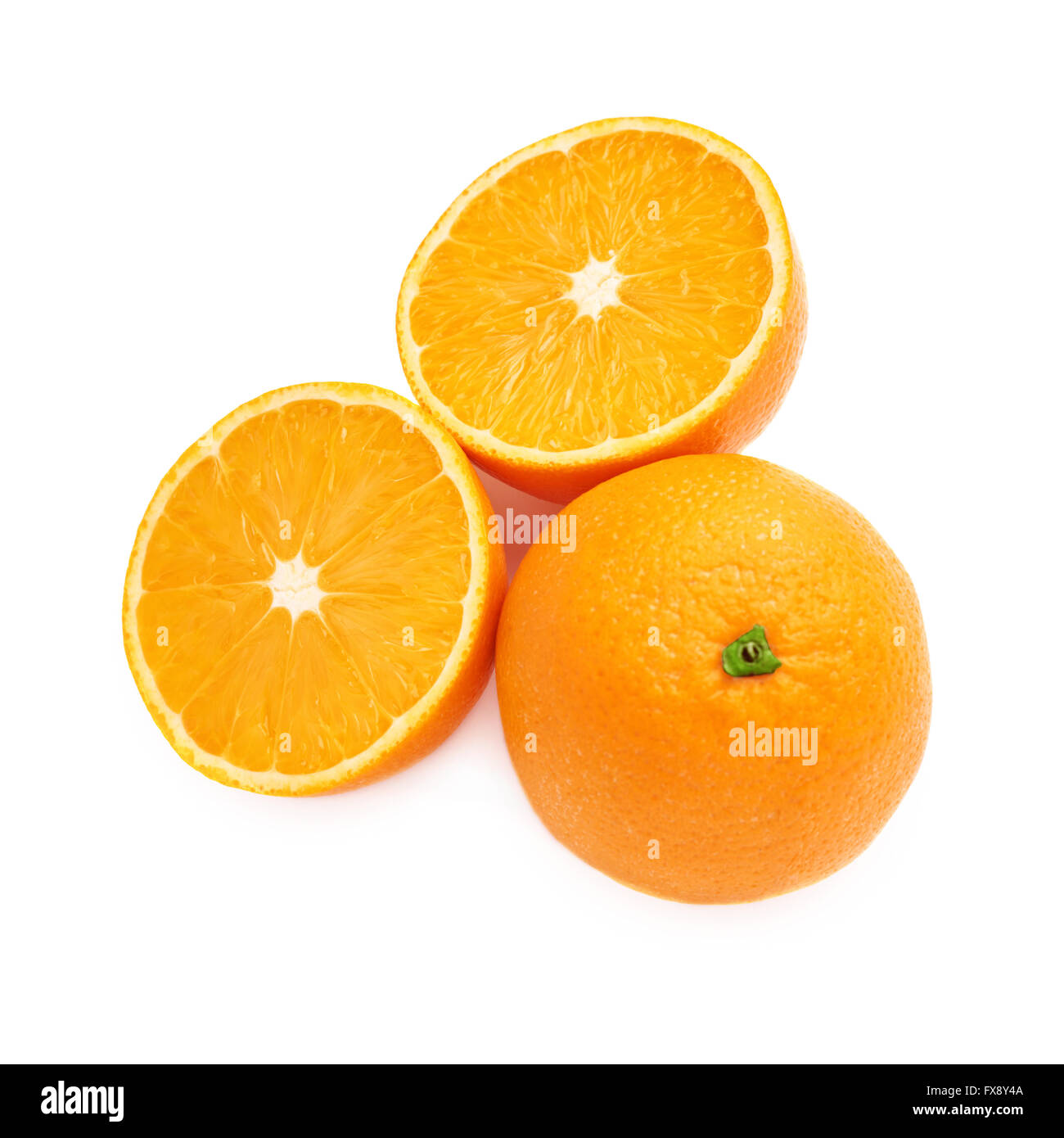 Served orange fruit composition isolated over the white background ...